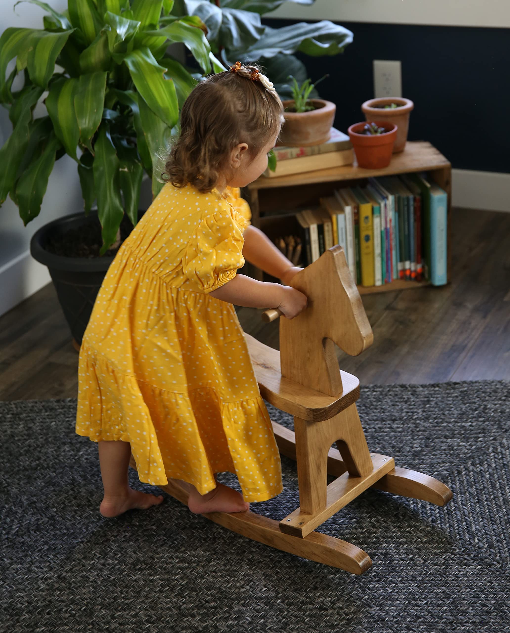 AmishToyBox.com Wooden Rocking Horse Toddler Ride-On Toy (Harvest Stain)