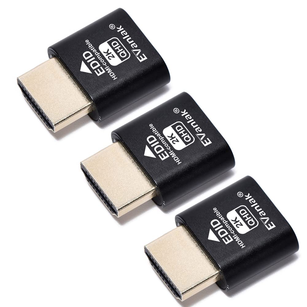 EVanlak HDMI Dummy Plug Headless Ghost Display Emulator Premium Aluminum PC(Fit Headless-1920x1080 New 3RD@60Hz)-3Pack