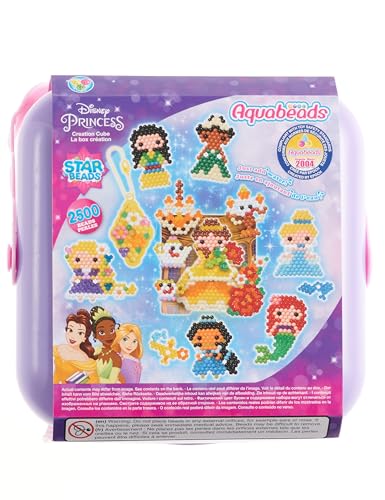 Aquabeads Disney Princess Creation Cube, Complete Arts & Crafts Bead Kit for Children - Over 2,500 Beads & Display Stand The Create Belle, Ariel, Tiana, Rapunzel and More
