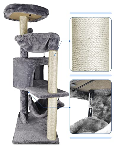 Newest Cat Tree with Cat Condo and Big Hammock,Grey