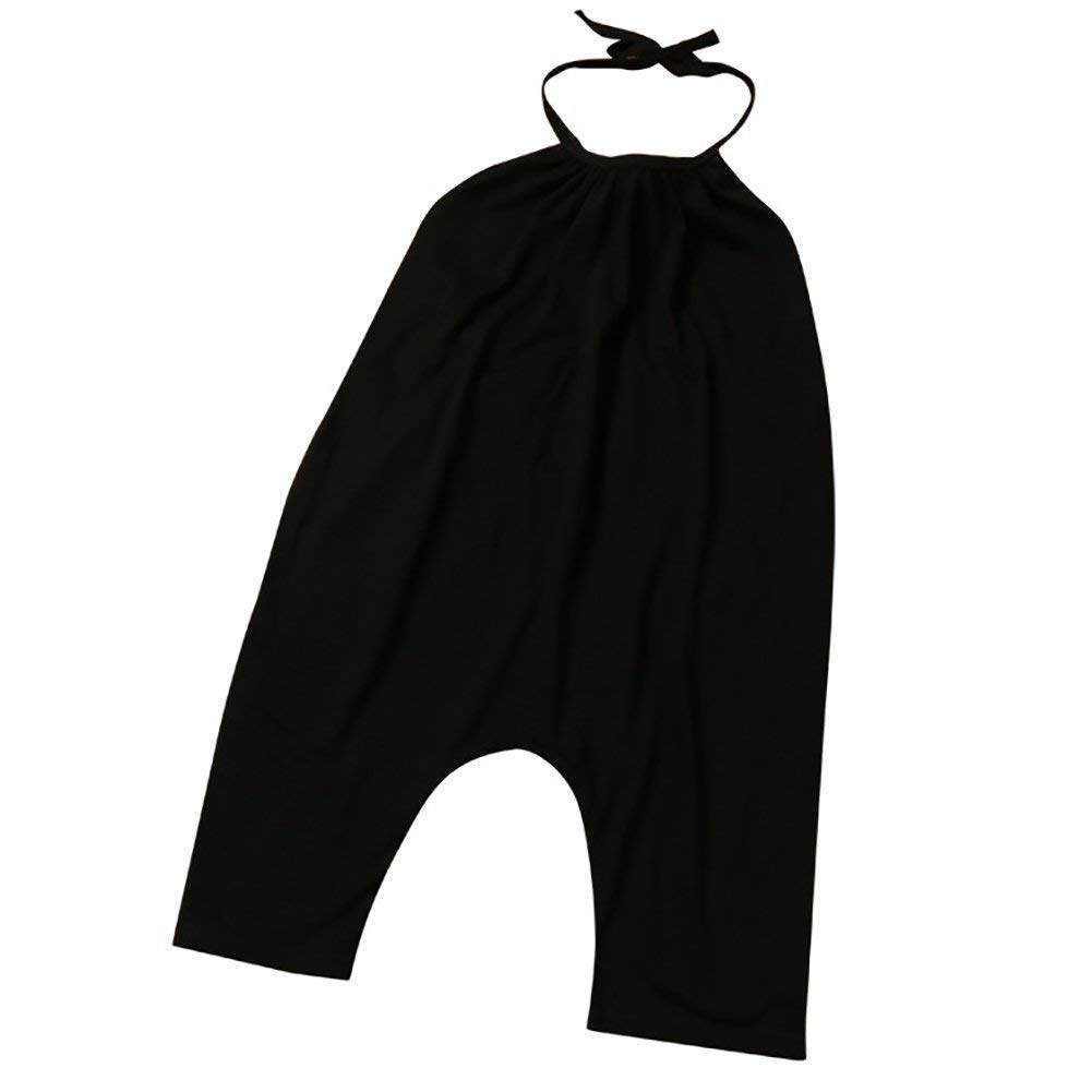 Darkyazi Baby Summer Jumpsuits for Girls Kids Cute Backless Harem Strap Romper Jumpsuit Toddler Pants Size 2-8Y (5T, Black)