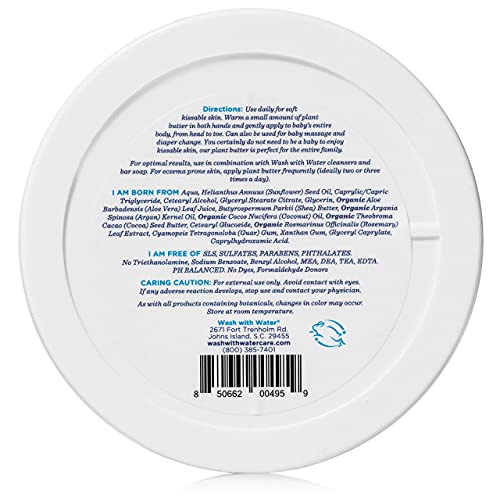 Wash with Water Plant Therapy Vegan Anti-Wrinkle Face & Body Butter Creamy Moisturizer with Enhanced Hydration and Antioxidant Support For All Skin Type, Petroleum Free, Steroid Free, 7oz, Unscented