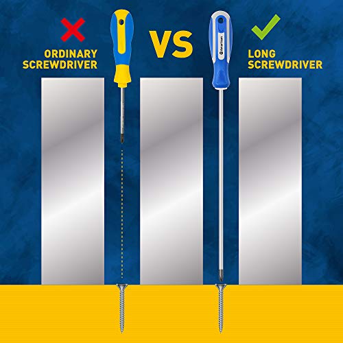 Amartisan 2-Piece 12'' long Screwdriver Set, Long Blade Screwdriver Set 12-Inch Magnetic Screwdriver, Phillips & Slotted Bits .（NEW）