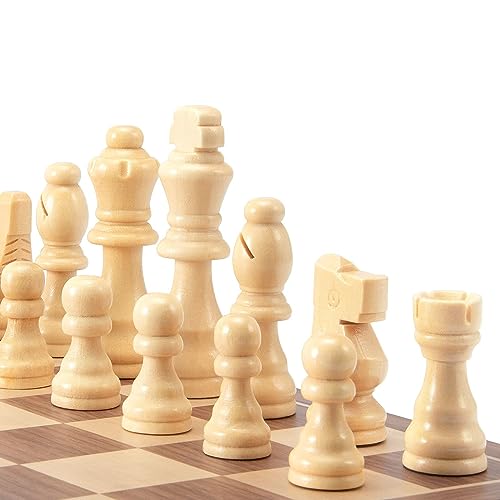 Chess Set-Magnetic Wooden Chess Set|Chess Board Board with alphanumeric|with 2 Extra Queens,Folding Board|Portable Travel Chess Set|Chess Sets for Adults|Chess Set for Kids