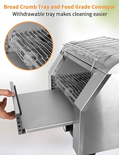 Commercial Conveyor Toaster 150 Slices/Hour 110V Heavy Duty Restaurant Toaster Electric Countertop Belt Machine for Home Office Bread Bagel Breakfast Food