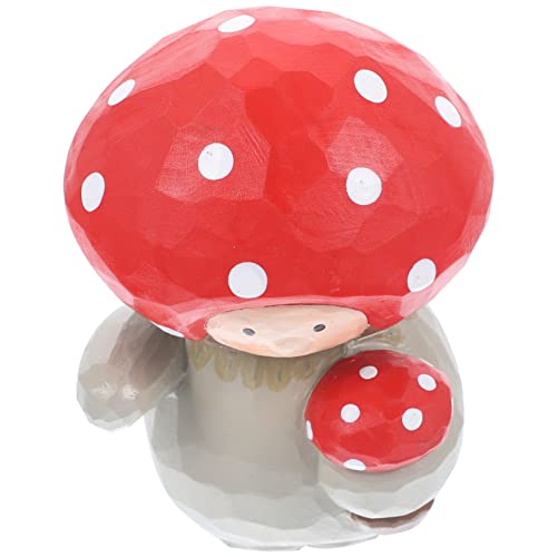 Abaodam Wood Carving Ornaments Wooden Mushroom Figures Mushroom Man Figure Plants Decor Forest Decor Botanical Decor Home Decoration Mushroom Party Decorations Toy Room Mini Basswood