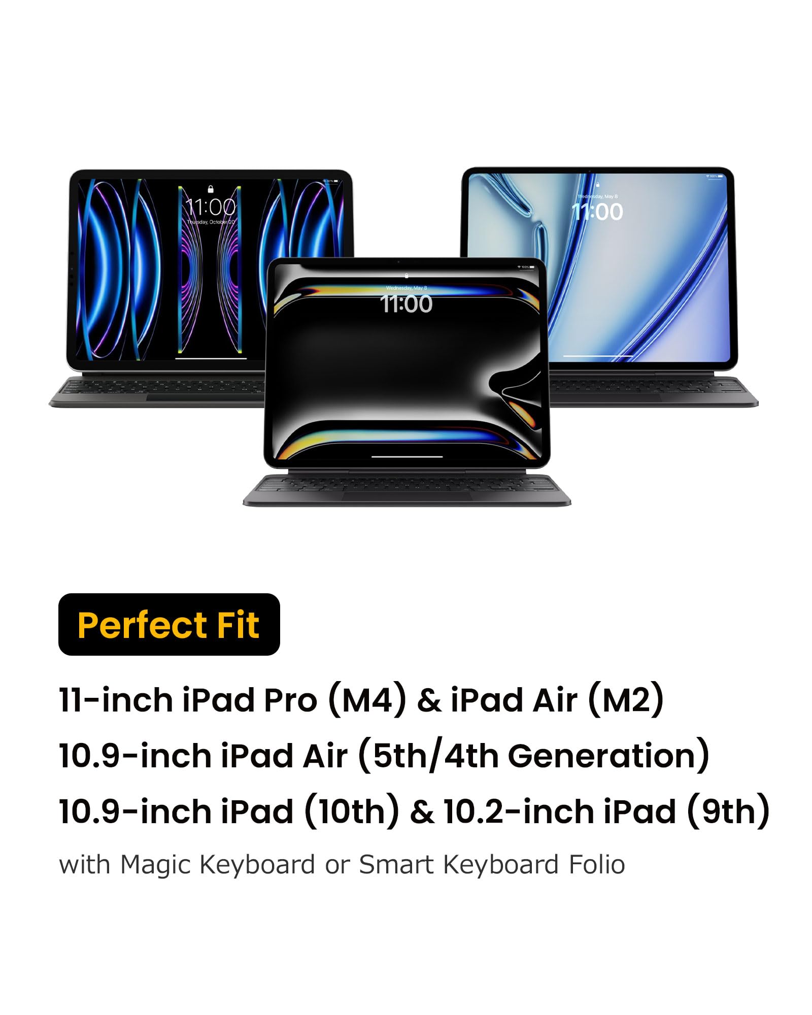 tomtoc Portfolio Case for 11 Inch iPad Pro M4 & iPad Air M2 2024, iPad Pro M2&M1, 10.9-in iPad Air 5, 10.9-in iPad 10, Carrying Storage Sleeve Bag with Accessories Compartment