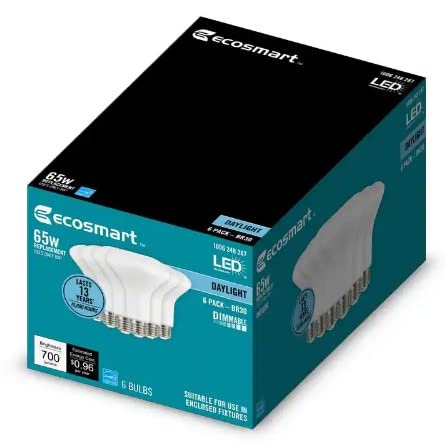 LED TECHNOLOGY EcoSmart 65-Watt Equivalent BR30 Dimmable LED Light Bulb Daylight (12-Pack)