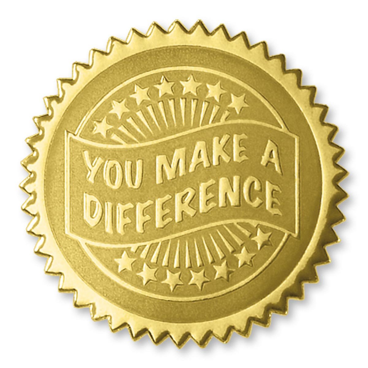 PaperDirect Deluxe Embossed You Make a Difference Gold Foil Certificate Seals, 2 Inch, Self Adhesive, 100 Count, Embossed Seals For Certificates, Achievement Award Stickers For School, Work, Diploma