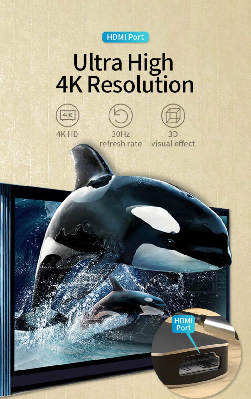 USB C hub,USB C Docking Station,6 in 1 USB C Docking Station Adapter,with 1 4K HDMI-Compatible,1 USB2.0,1 USB3.0,1 PD,SD TF Card Reader,Suitable for USB -C Type Equipment.