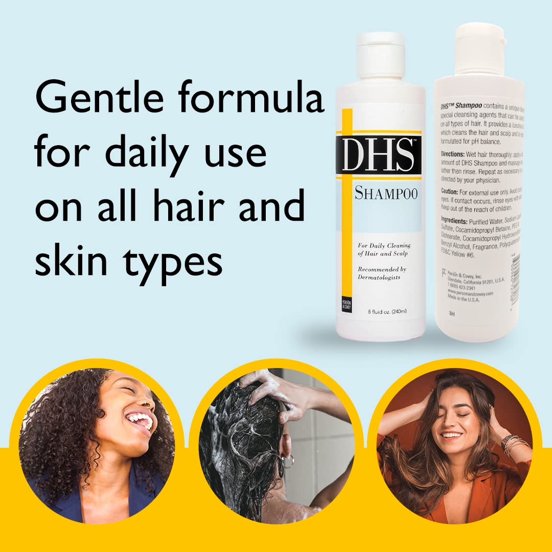 DHS Regular Scalp Shampoo 8 oz - Daily Hair Cleansing, pH Balanced Formula, Dissolves Dirt and Oil, Gentle Deep Clean with a Light, Fresh Scent (Pack of 1)