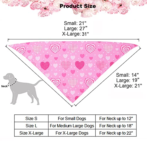 ADOGGYGO Valentine's Day Dog Bandana, Multiple Sizes Offered, Triangle Dog Scarf Valentine Day Bandana for Medium Large Dogs (Large, Valentine's Day)