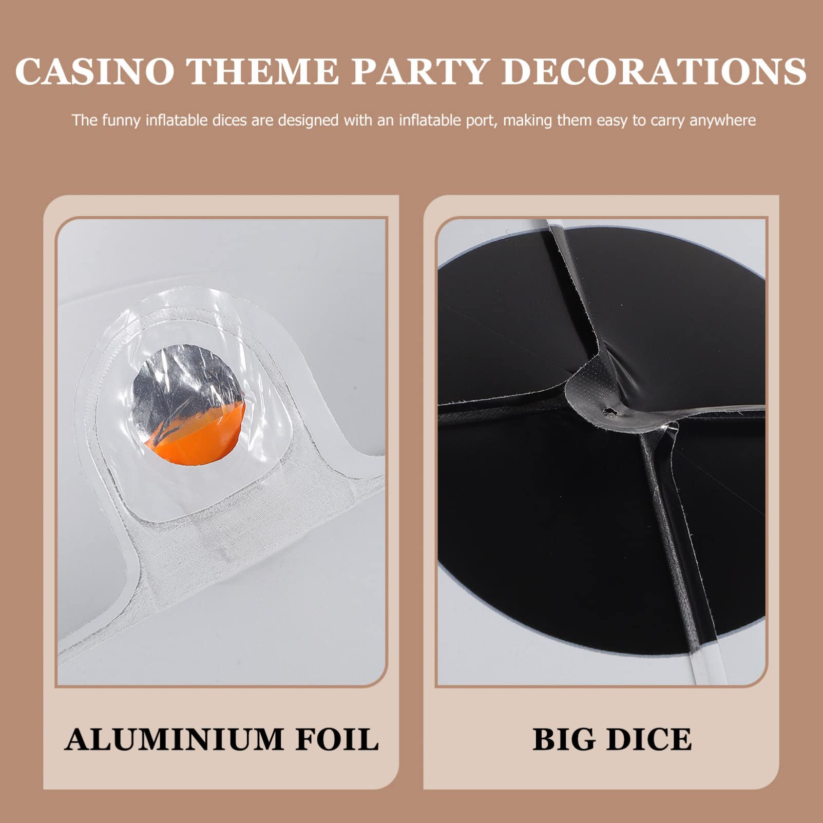 5pcs Square Dice Balloons Aluminum Dice Foil Balloons Cube Balloons for Theme Party Decorations,White