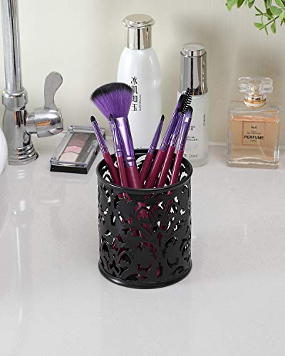 EasyPAG 2 Pack Pen Holder Desk Organizer Pen Pencil Cup Marker Holder Makeup Brush Holders,Black