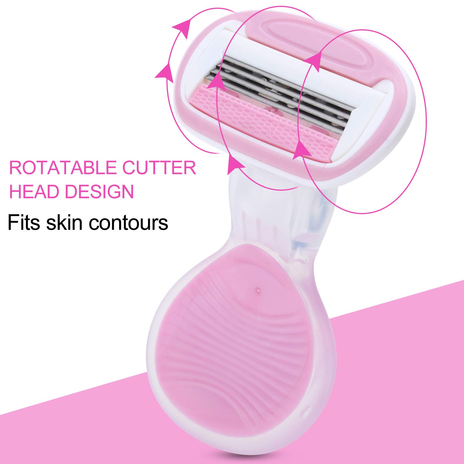 Women's 4 Blades, Smooth Women's Flexball Compact Women's with Travel Case, Armpit Hair Knife Waterproof Non-Slip Trimmer Shaving Set with 4 Blade Refills for Travel Carry