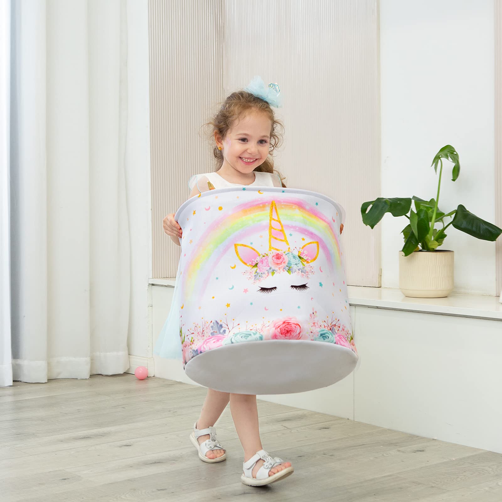Unicorn Laundry Hamper - Collapsible Fabric Storage Bins Laundry Storage Basket for Kids Baby Gift Baskets Toys Clothes Shoes Bedroom Home Organizer Nursery Hampers