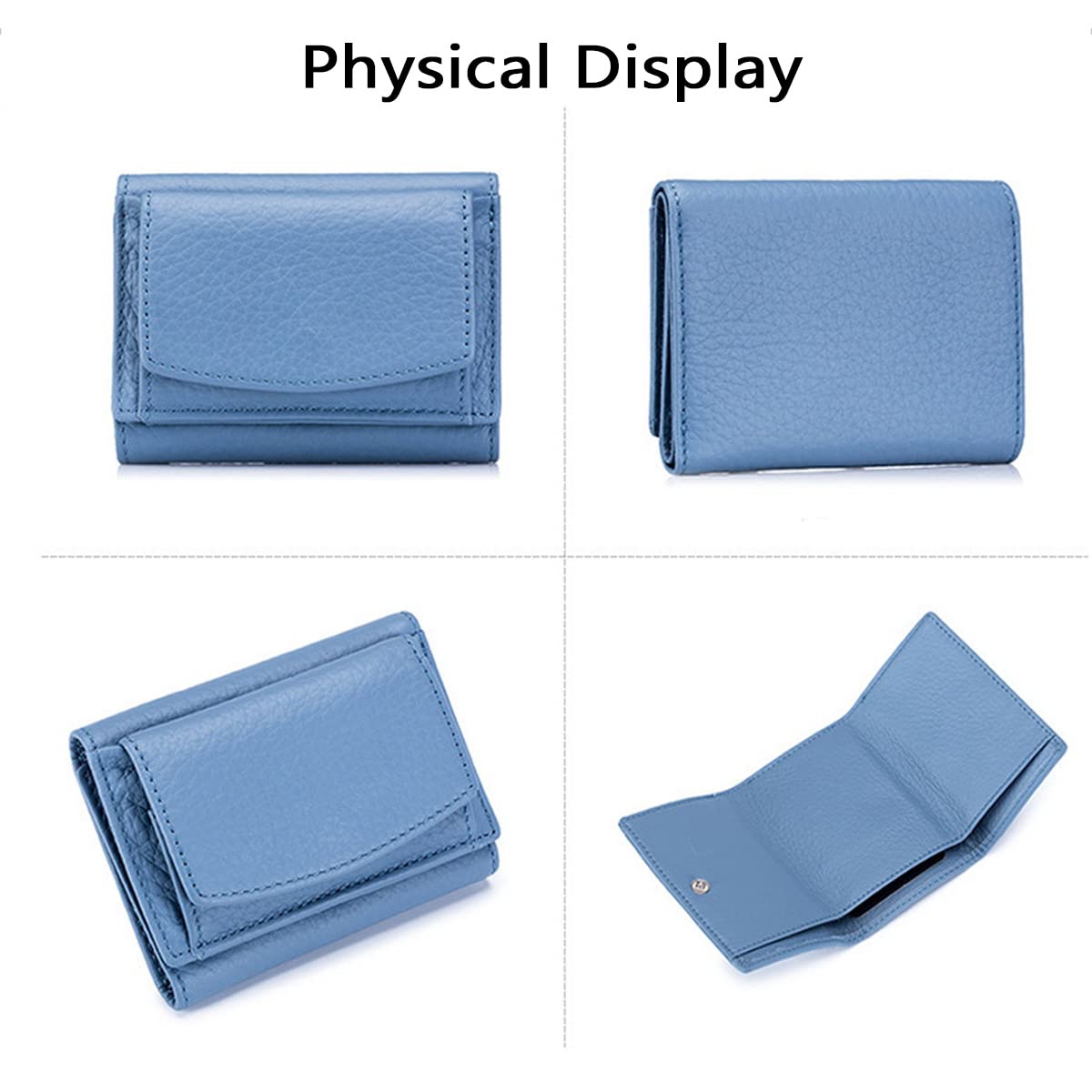 2023 New Leather RFID Blocking Card Holder Organizer Pocket Mini Wallet, Compact Bifold Small Leather Wallet for Women, Ladies Simple Leather Wallet (Black)
