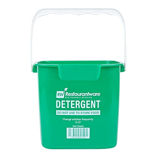 RW Clean 6 Quart Cleaning Buckets, 10 Detergent Square Buckets - With Measurements, Built-In Spout And Handle, Green Plastic Utility Buckets, For Home Or Commercial Use, - Restaurantware
