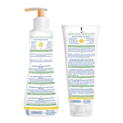 Mustela Baby Dry Skin Bath Time Gift Set - Baby Skin Care Essentials - with Natural Avocado & Cold Cream - 2 Items Set