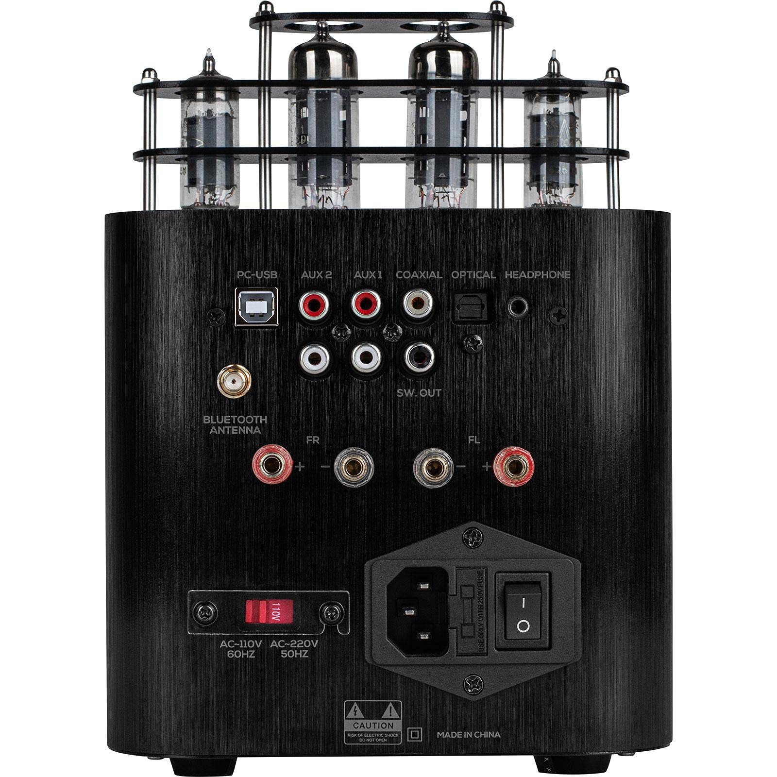 Dayton Audio HTA50BT Hybrid Stereo Tube Amplifier with Integrated DAC, Sub Out, and Headphone Out