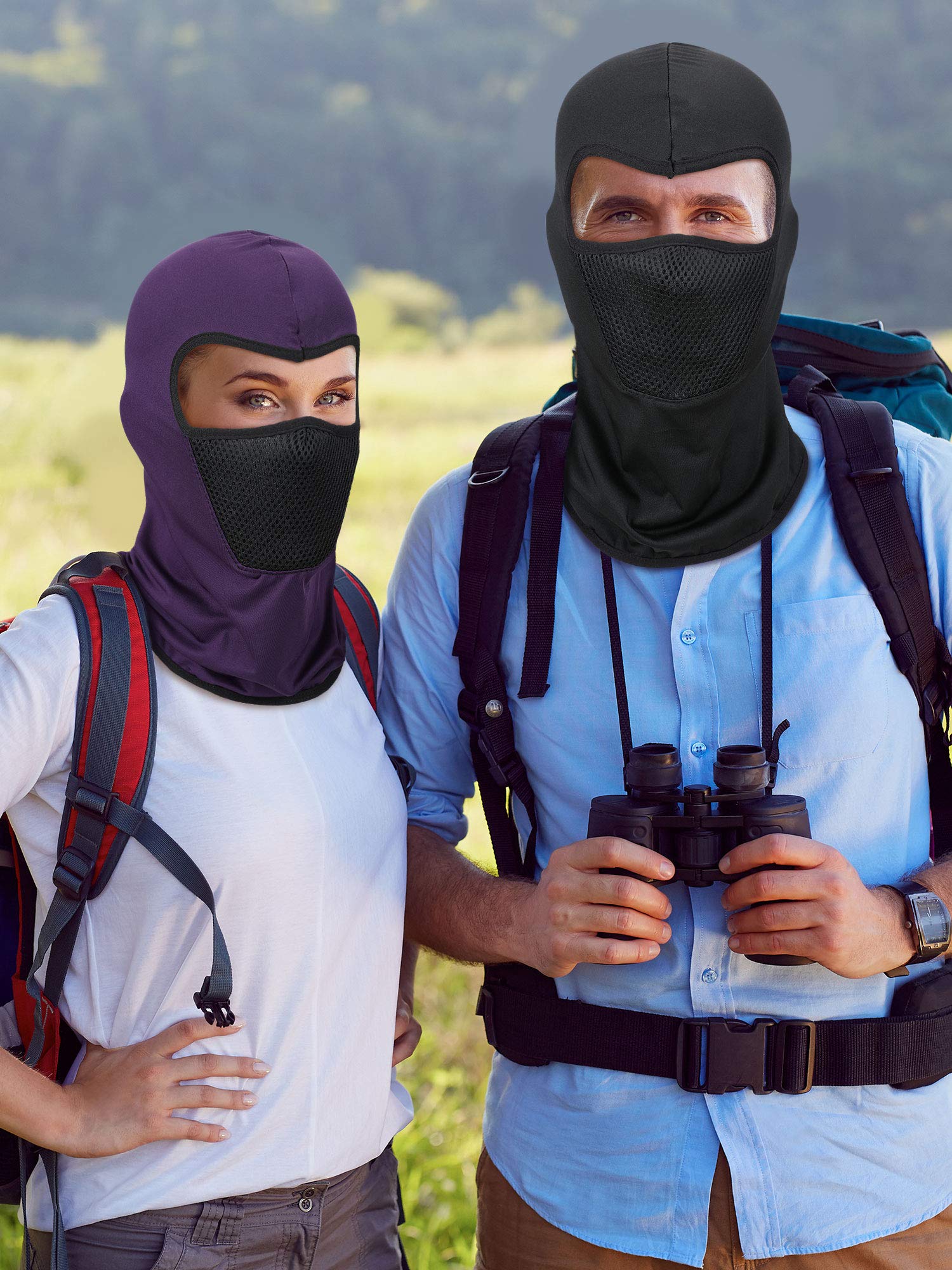 6 Pieces Summer Balaclava Face Mask Breathable Sun Dust Protection Mask Long Neck Cover for Outdoor Activities (Grey, Purple, Black, Navy Blue)