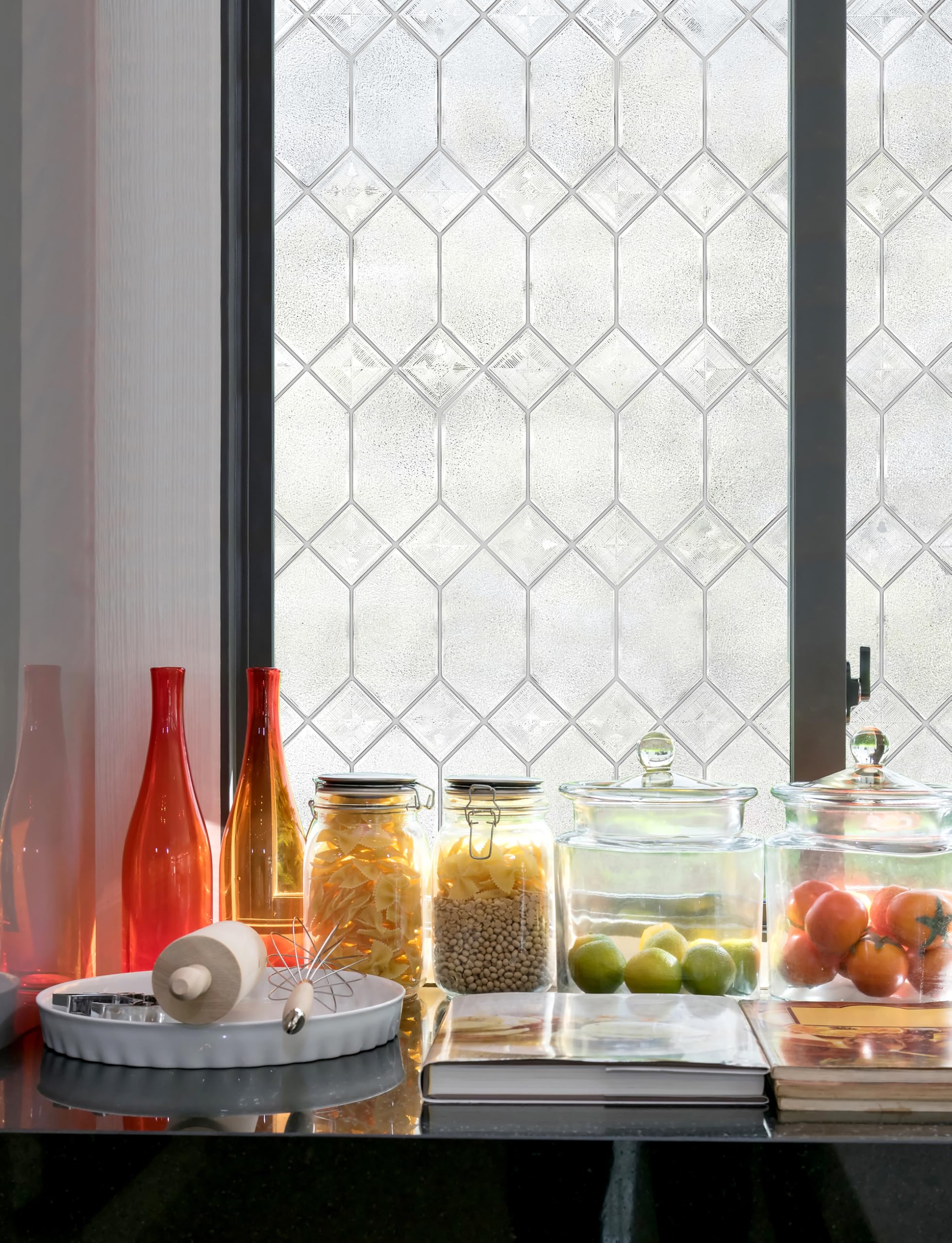 Artscape Old English | Window Privacy Film Textured Glass Pattern | Non-Adhesive & UV Protection | Easy to Apply & Removable | 24 x 36 inches | Made in USA