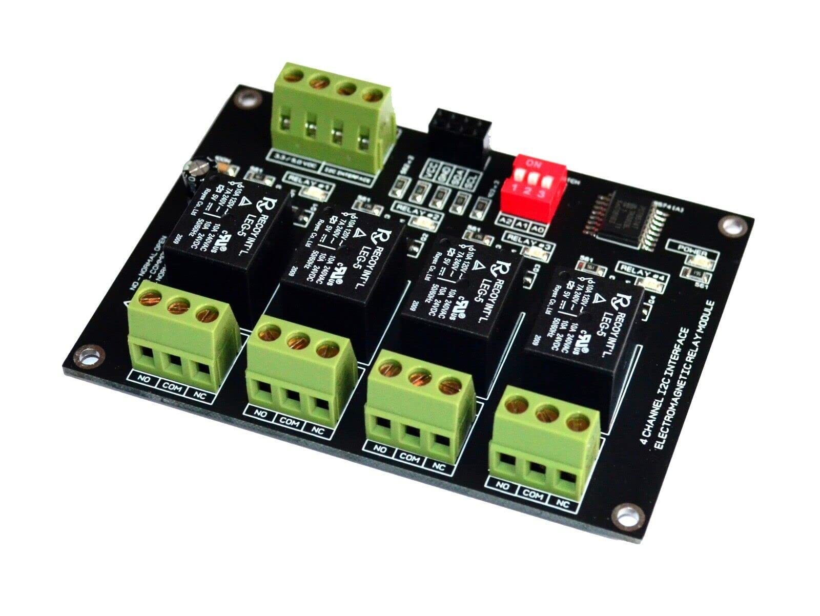 4 Channel I2C Electromagnetic Relay Module Compatible with Arduino, Raspberry and MCU 3.3V 5.0V iot Chip on Boards is Either PCF8574 or PCF8574A