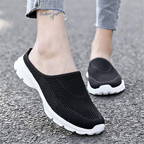 ChicWind Womens Slip-on Sneaker House Slippers Closed Toe Lightweight Mule Shoes Black 7.5