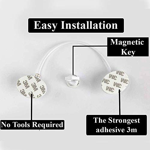 Urban August Adhesive Magnetic Lock โ Childproofing & Baby Safety Durable, Heat Resistance, Easy to Install with Heavy Duty 3M Adhesive Tape, Best for Cabinets, Drawers, Doors & refrigerators (Black)