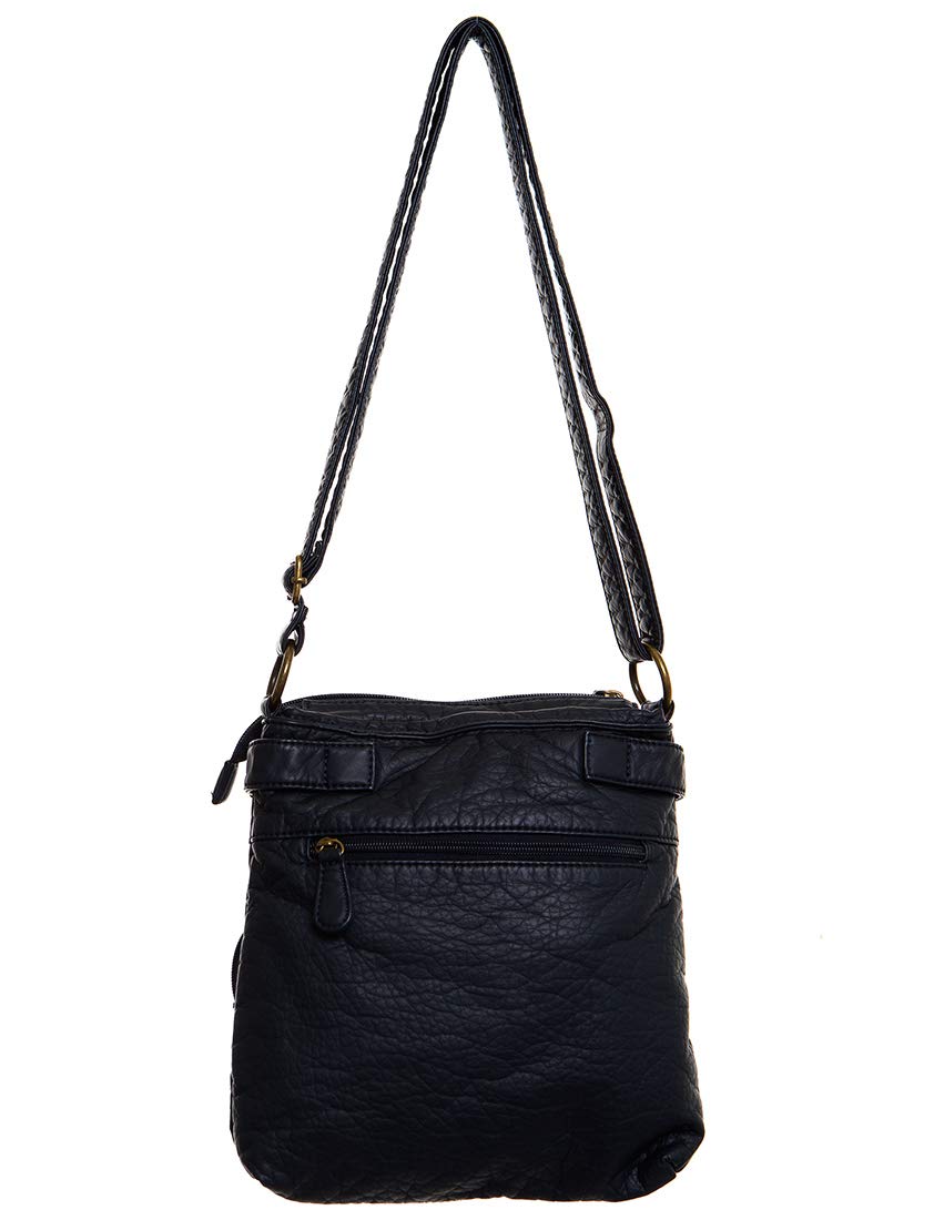 Ampere Creations Soft Vegan Leather Handbag Multi-functional Crossbody (Navy Blue)