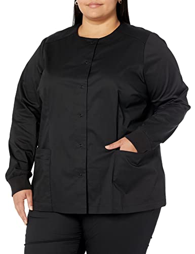 Amazon Essentials Women's Scrub Snap Jacket (Available in Plus Size), Black, Large
