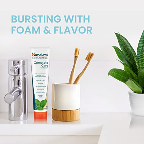 Himalaya Botanique Complete Care Toothpaste, Simply Mint, Fluoride Free Plaque Reducer for Brighter Teeth and Fresh Breath, 5.29 oz, 2 Pack