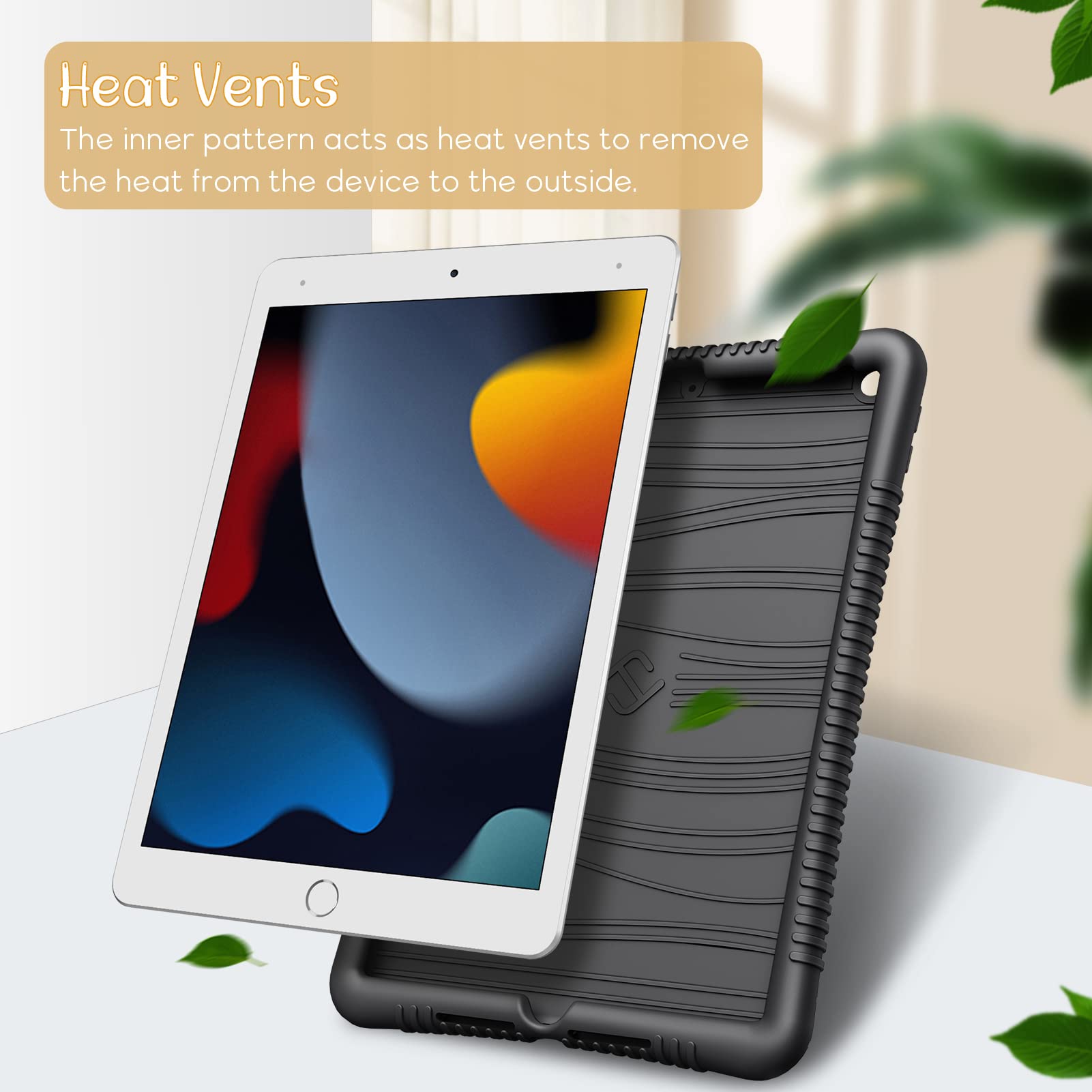 Fintie Case for iPad 9th / 8th / 7th Generation (2021/2020/2019) 10.2 Inch - [Honey Comb Series] Light Weight Anti Slip Kids Friendly Shock Proof Soft Silicone Protective Cover, Black