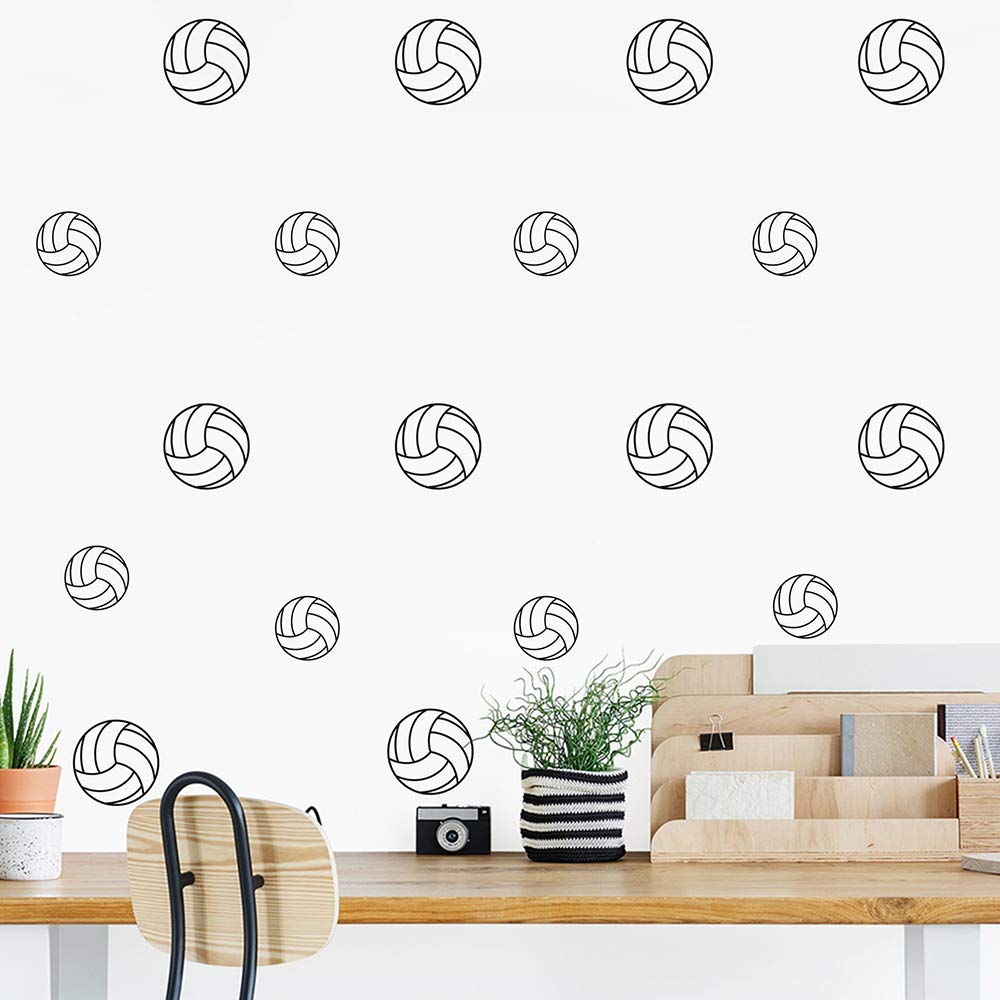 JUEKUI Set of 50pcs Volleyball Sticker Wall Decals for Kids Rooms Bedroom Sports Fans Home Decor Vinyl WS91 (Black)