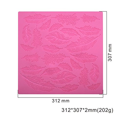 AK ART KITCHENWARE Feather Silicone Cake Lace Mat for Decorating Cake Molds Cupcake Decorations Cookie Tools Pink BLM-28