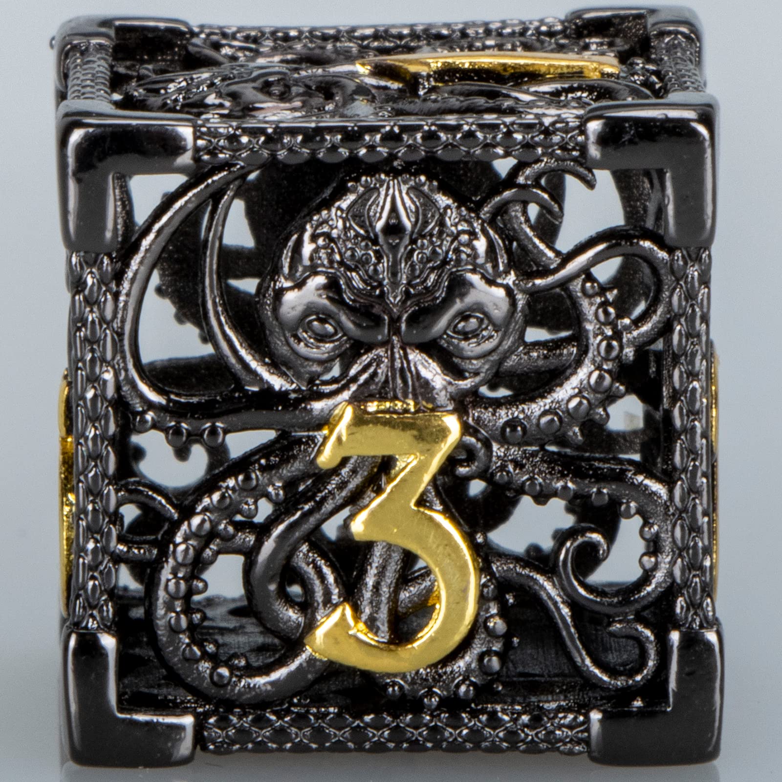 ARUOHHA Dungeons and Dragons Dice DND Metal Dice Set Mind Flayer D and D Dice for Pathfinder MTG Role Playing Dice Hollow Polyhedral Dice Black D&D Dice Set with Gift Box D20 D12 D10 D8 D6 D4