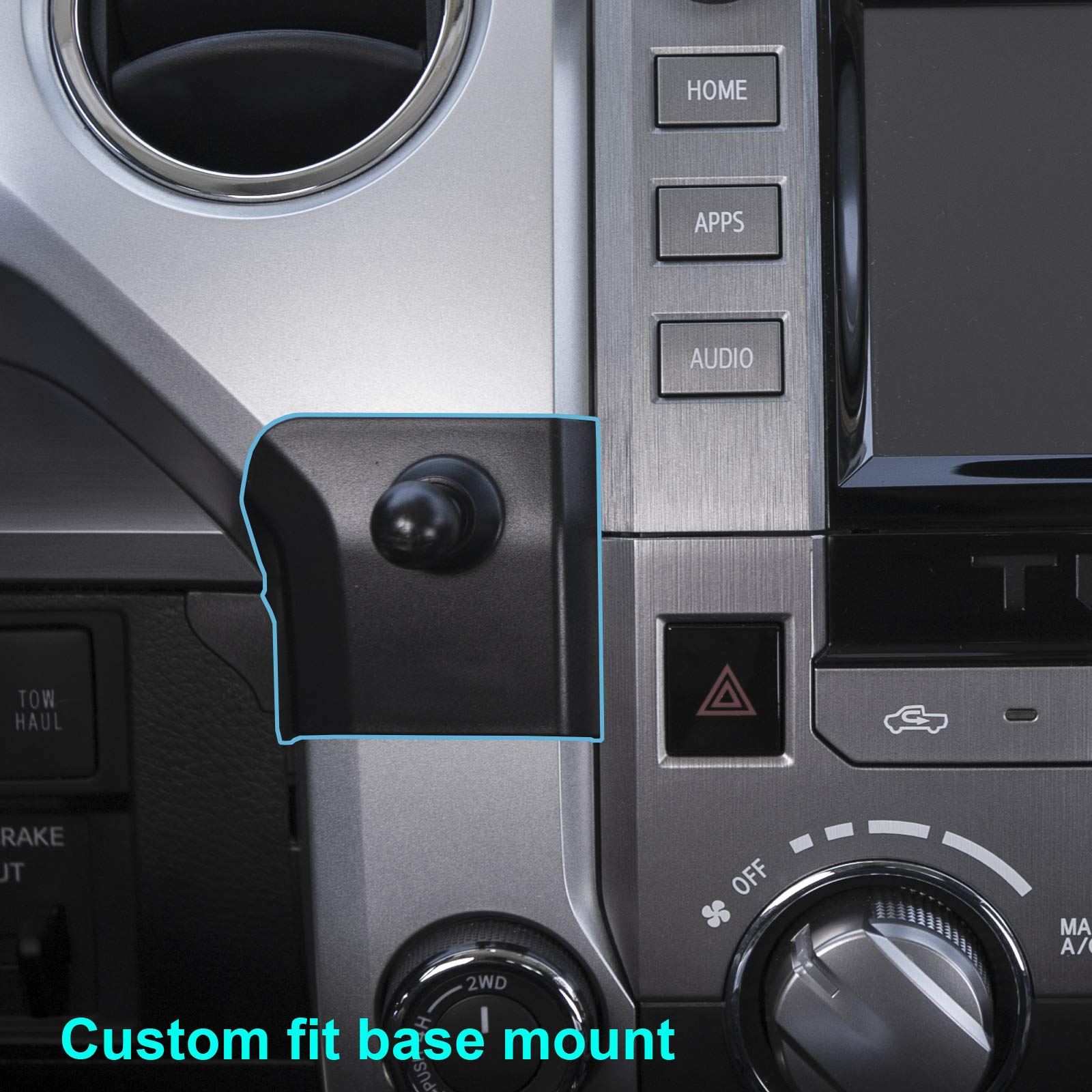 None/Brand 3W ProHolder Clip in Custom Fit Phone Holder Compatible ForToyota Tundra 2014 -2021,Mount 360 Deg Adjustable,Car Phone Cradle Fit for iPhone Samsung 4-7 Inch,with Wireless Charger, Black