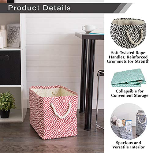 DII Woven Paper Storage Bin, Diamond Basketweave, Black/White, Medium