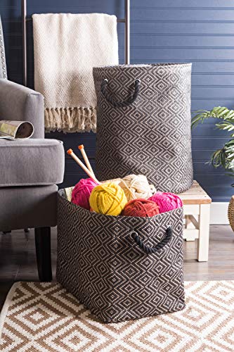 DII Woven Paper Storage Bin, Diamond Basketweave, Black/White, Medium