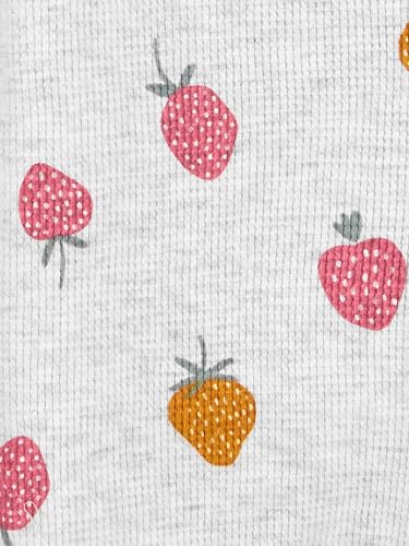 Simple Joys by Carter's Baby Girls' 2-Way Zip Thermal Footed Sleep and Play, Pack of 2, Dark Rose Forest Animals/Grey Strawberries, 3-6 Months