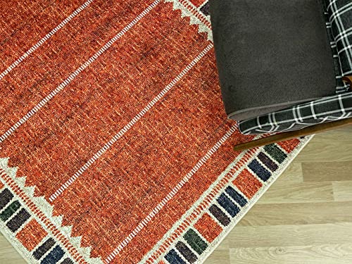 AK RUGS Contemporary Printed Area Rug Gloria Collection Living Room Kitchen Hallway Rug (Orange, 6' x 9')
