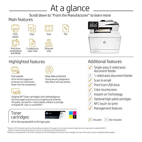 HP Laserjet Pro M477fdn All-in-One Color Printer (CF378A#BGJ) (Certified Refurbished)