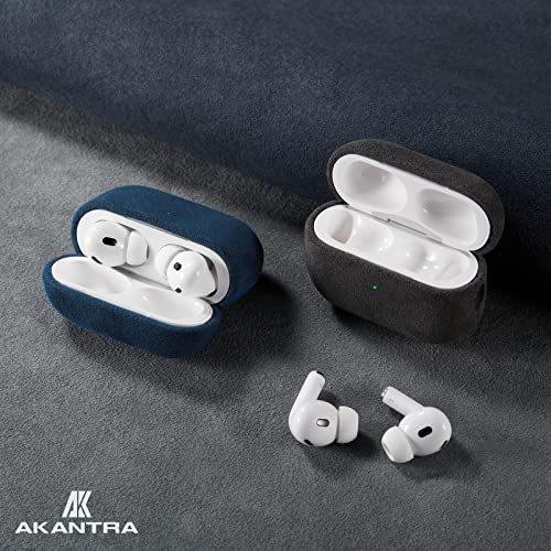 Akantra Alcantara Case Compatible with Apple AirPods Pro 2, Handmade Fully-Wrapped Synthetic Suede AirPods Pro2 Cover, Scratch Resistant Microfiber Cushion (Gray 2938)