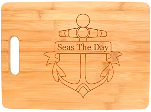 Customized Boating Gift Nautical Boat Name Anchor Personalized Big Rectangle Bamboo Cutting Board