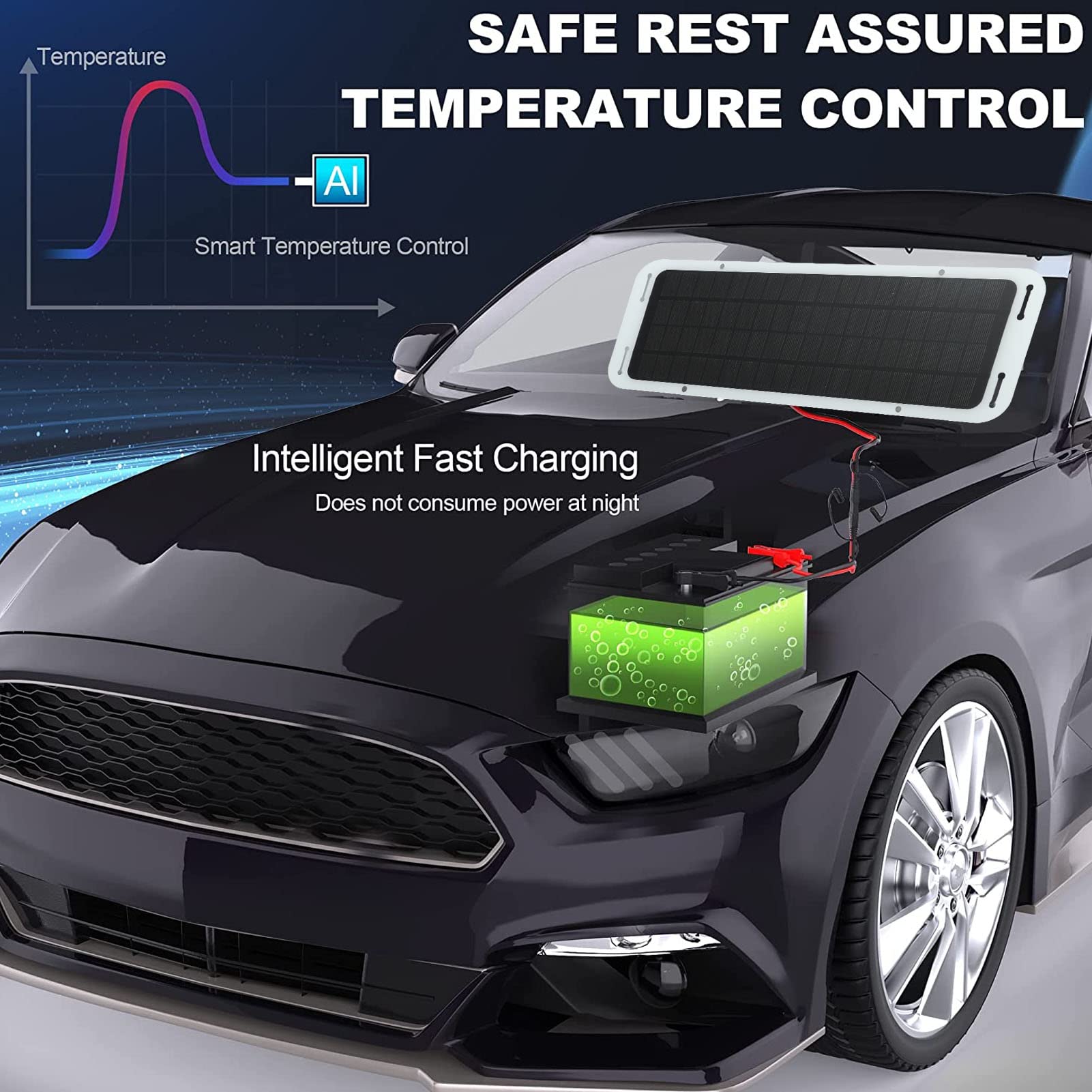 5W Portable Solar Panel Kit, 12V Solar Battery Panel Monocrystalline Silicon OBD Charger for Boat Car RV Motorcycle Marine Automotive