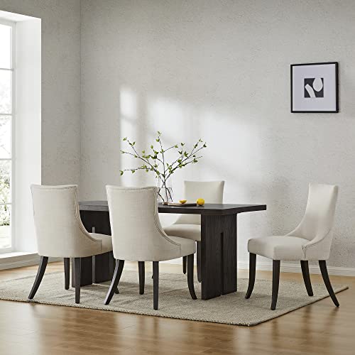 CHITA Farmhouse High Back Dining Chairs,Fabric Modern Upholstered Chairs, Dining Room Chairs Set of 2,Linen