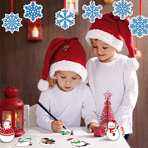 ADXCO 48 Pieces Winter Theme Cutouts Snowmen Snowflake Cutouts 200 Pieces Adhesive Dots for Classroom Decoration Winter Theme Party