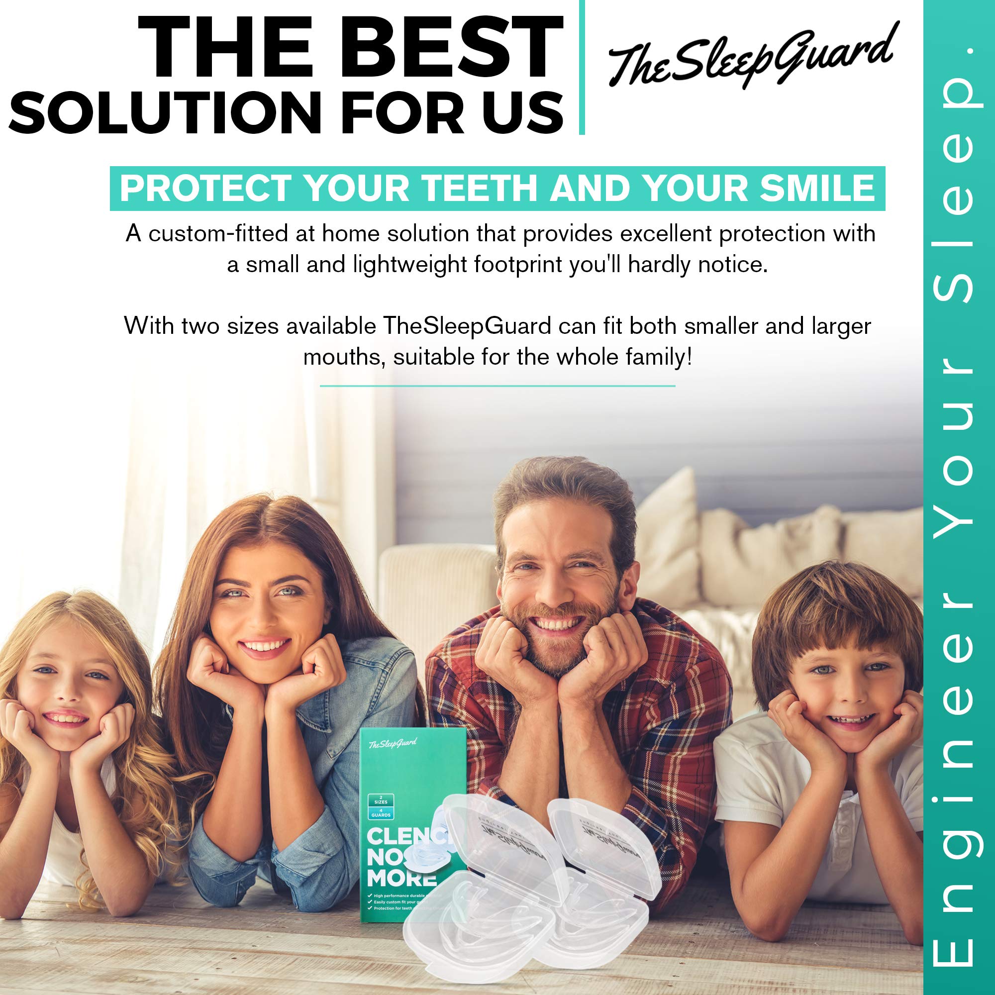 TheSleepGuard Mouth Guard for Clenching Teeth at Night [Pack of 4, Small & Large] – Custom Night Guards for Teeth Grinding, Bruxism, Jaw Pain, TMJ – Nighttime Protection During Sleep for Men and Women