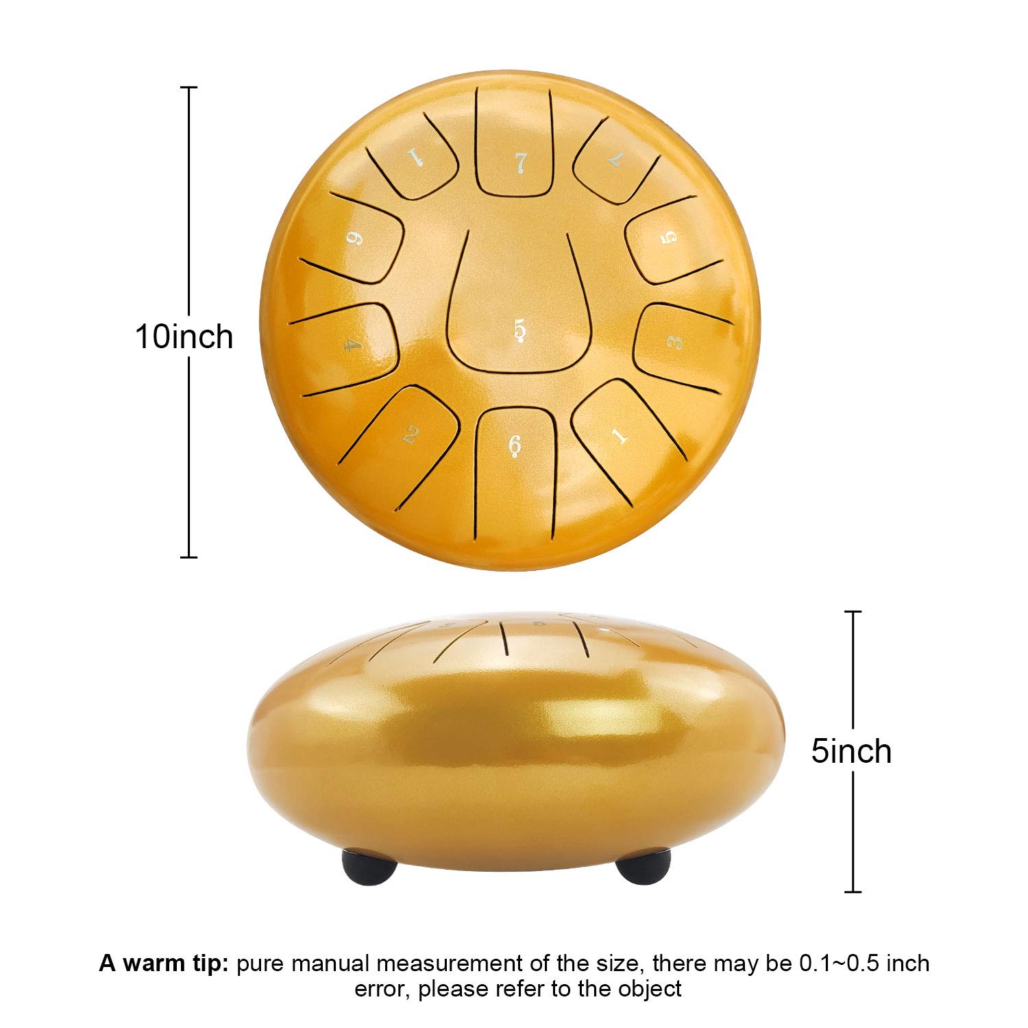 AS TEMAN HANDPAN,Steel Tongue Drum,10 inch 11Notes Tongue Drum,Steel Drums Percussion Instrument (matte gold)