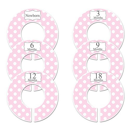 6 Baby Girl Nursery C16 Clothing Size Closet Dividers Pink Polka Dots